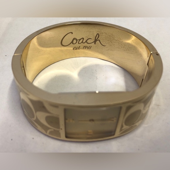 Coach | Accessories | Coach Logo Gold Stainless Bangle Watch Rare ...